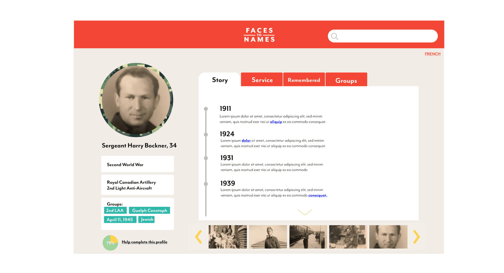 Faces to Names Application | Canadian Remembrance Torch